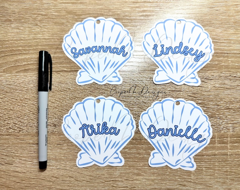 Seashell Bachelorette Gift Tag, Coastal Name Tag - Etsy