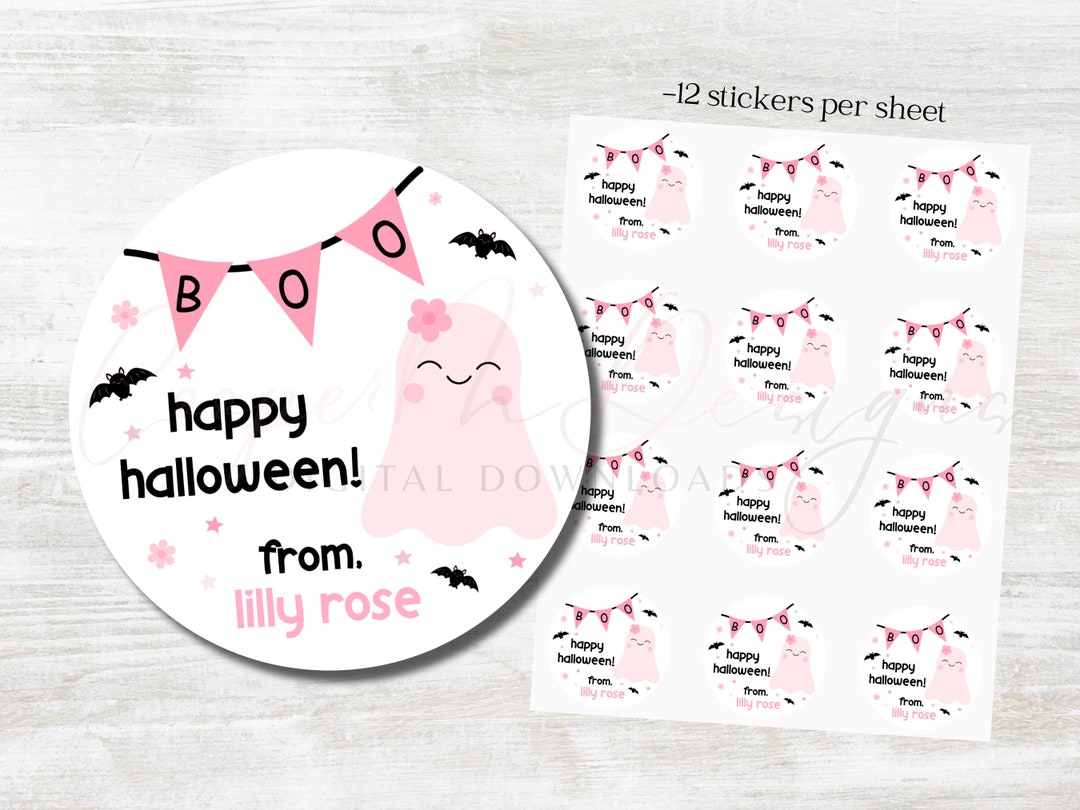 Trick or Treat Bag Stickers Halloween Labels Custom Halloween Stickers ...