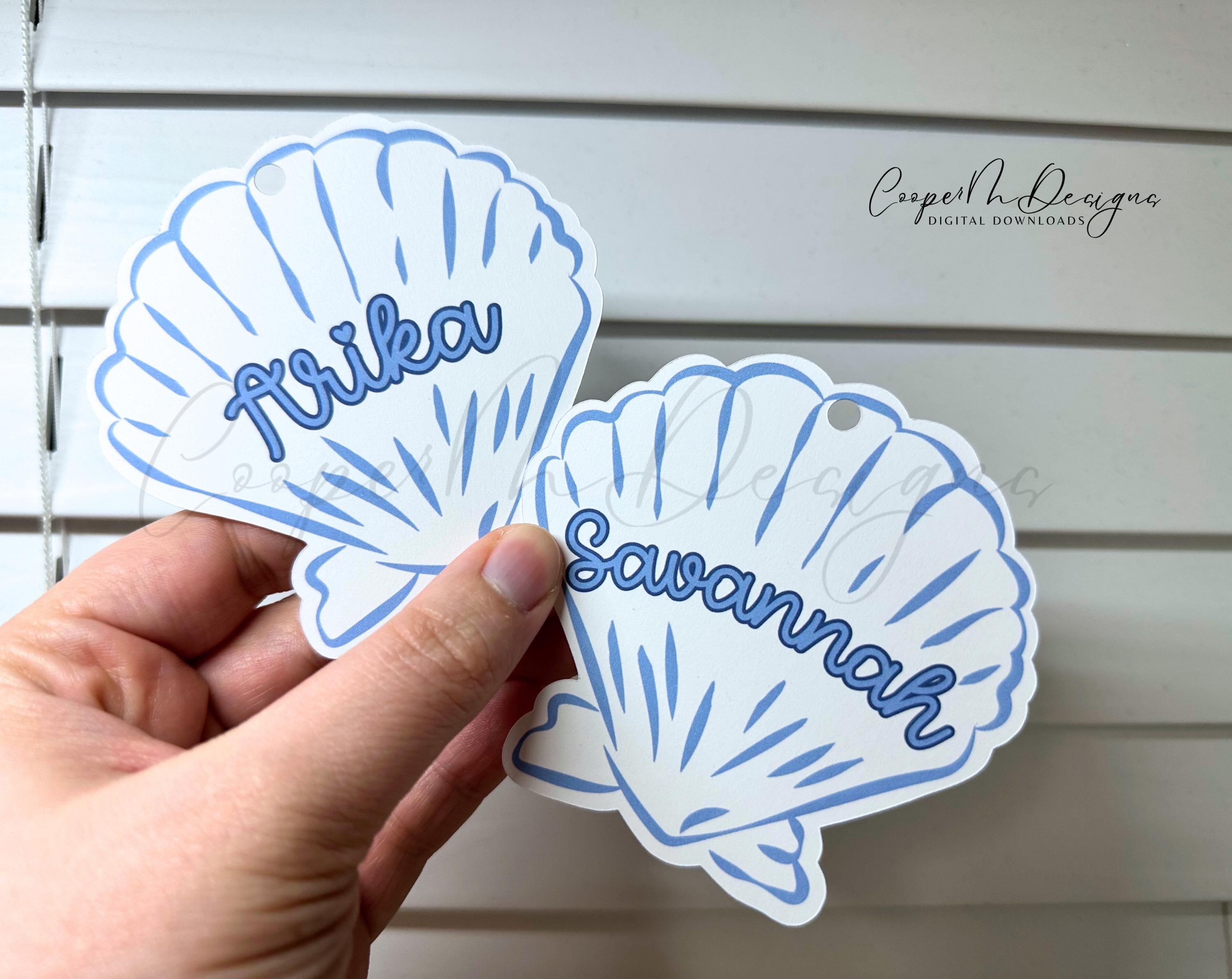 Seashell Bachelorette Gift Tag, Coastal Name Tag - Etsy