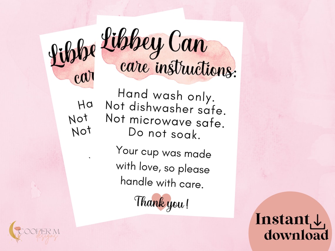 Libbey Can Glass Cup Care Card Cup Instructions Can Glass - Etsy Australia