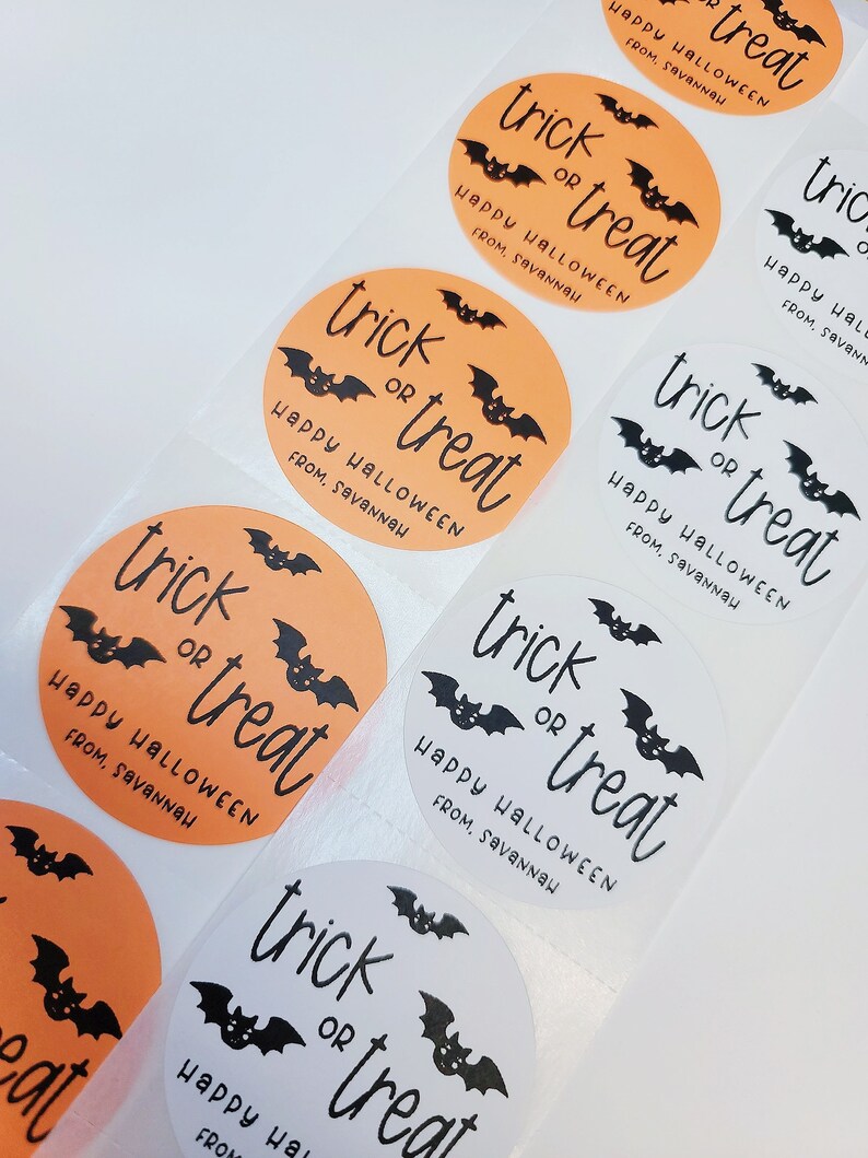 Trick or Treat Bag Stickers Halloween Labels Custom - Etsy