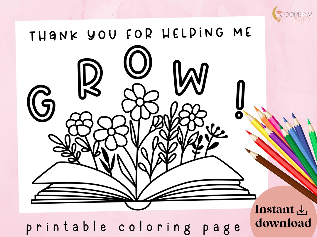 Teacher Appreciation Coloring Page Printable | Thank You Card | Digital ...
