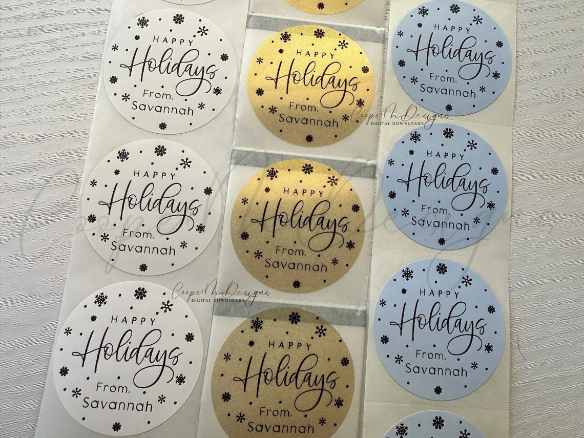 Happy Holiday Stickers | Custom Name Labels | Holiday Sticker Labels ...
