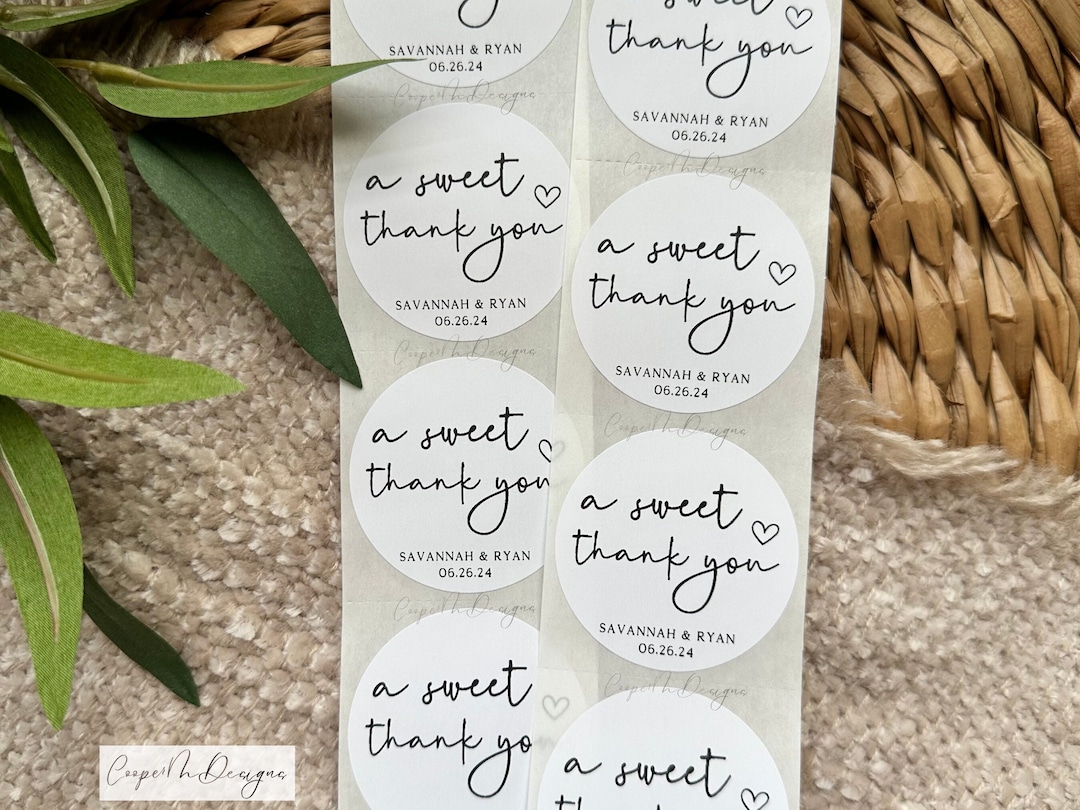 A Sweet Thank You Stickers, Wedding Gift Bag, Wedding Favor Ideas ...