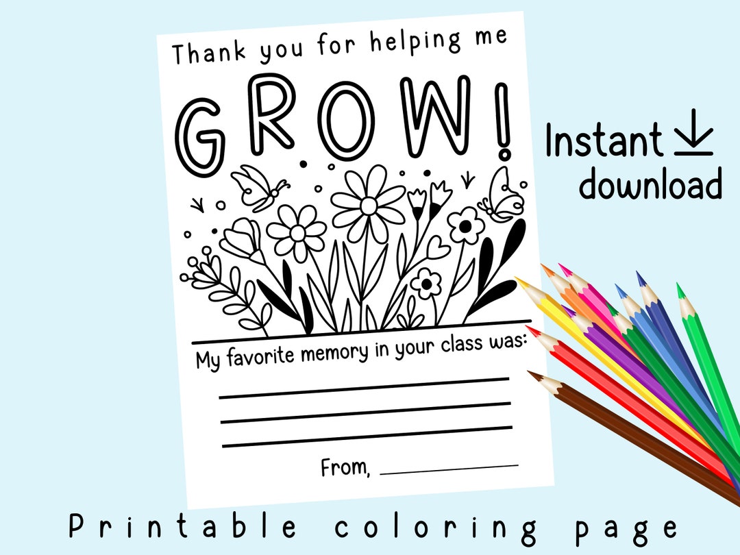 Teacher Appreciation Coloring Page Printable | Thank You Card | Digital ...