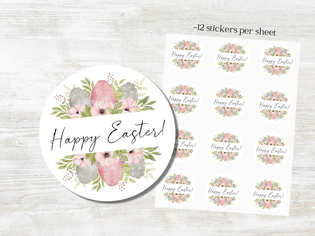 Happy Easter Stickers, Easter Gift Label, Easter Stickers, Easter ...