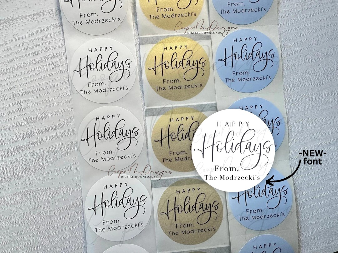 Happy Holiday Stickers | Custom Name Labels | Holiday Sticker Labels ...