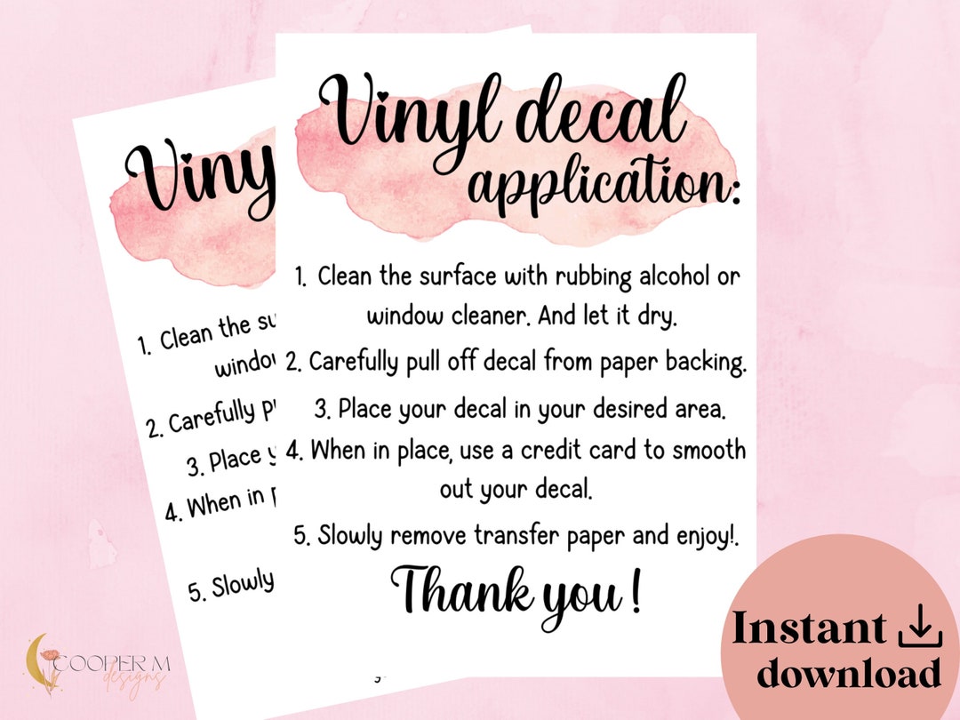 Vinyl Decal Application Card | Small Business Supplies | Digital File ...