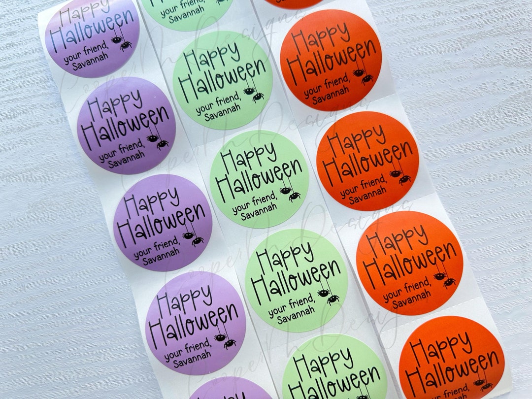 Personalized Halloween Stickers, Custom Halloween Goody Bag Label, Kids ...