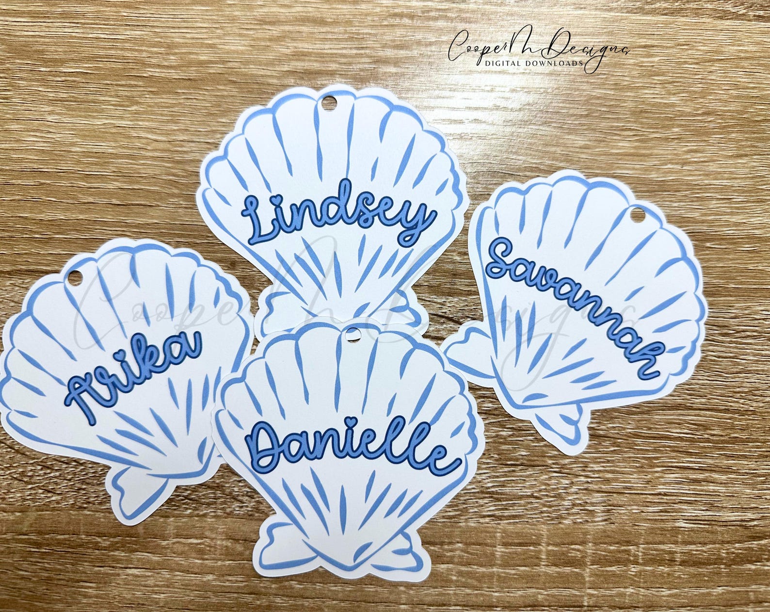 Seashell Bachelorette Gift Tag, Coastal Name Tag - Etsy