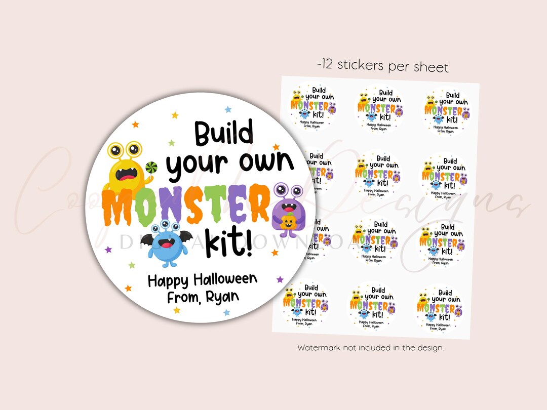 Halloween Monster Kit Sticker, Build Your Own Monster Kit Stickers ...