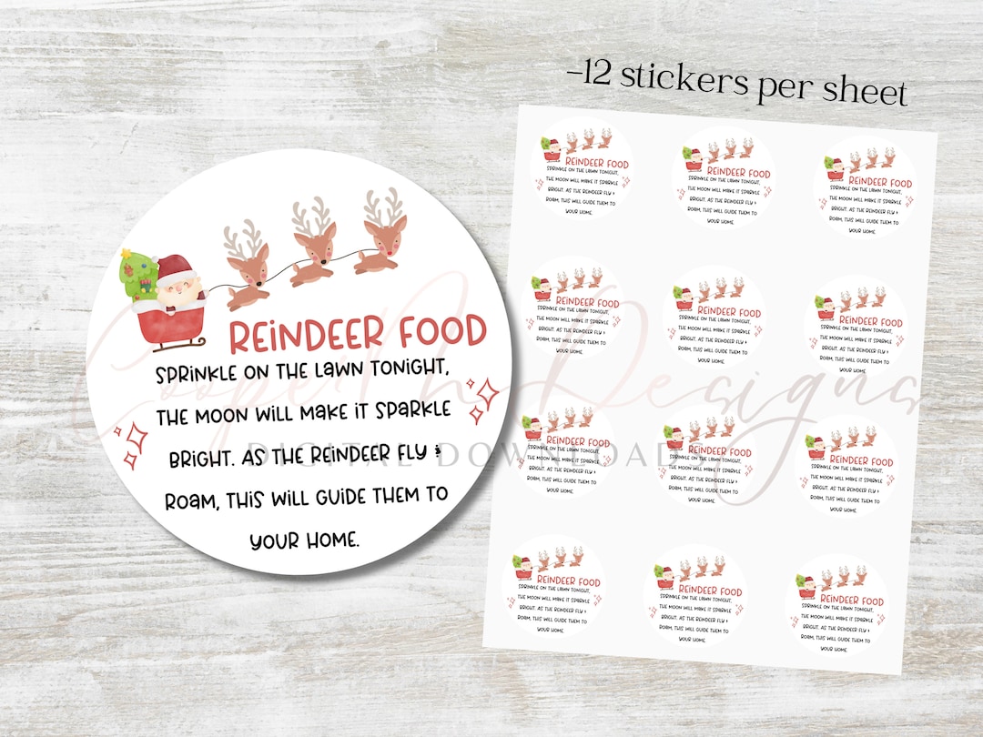 Magic Reindeer Food Sticker | Reindeer Food DIY Kit Sticker Labels ...