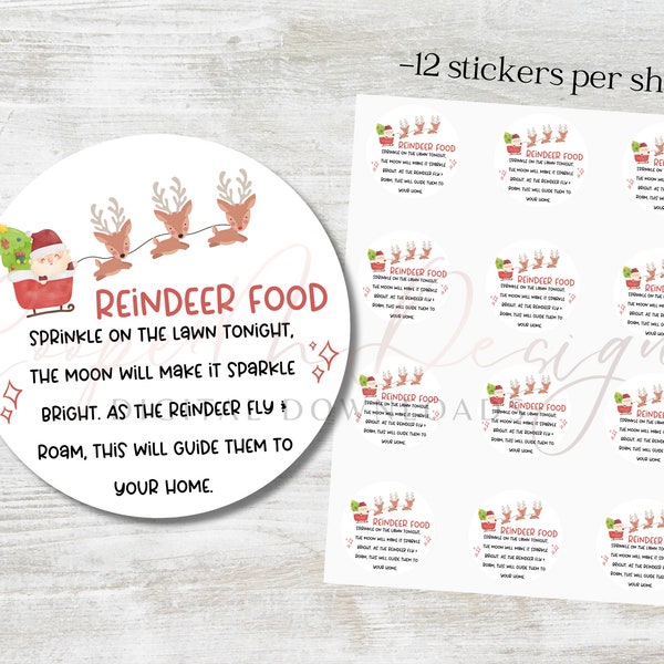 Reindeer Food Label - Etsy
