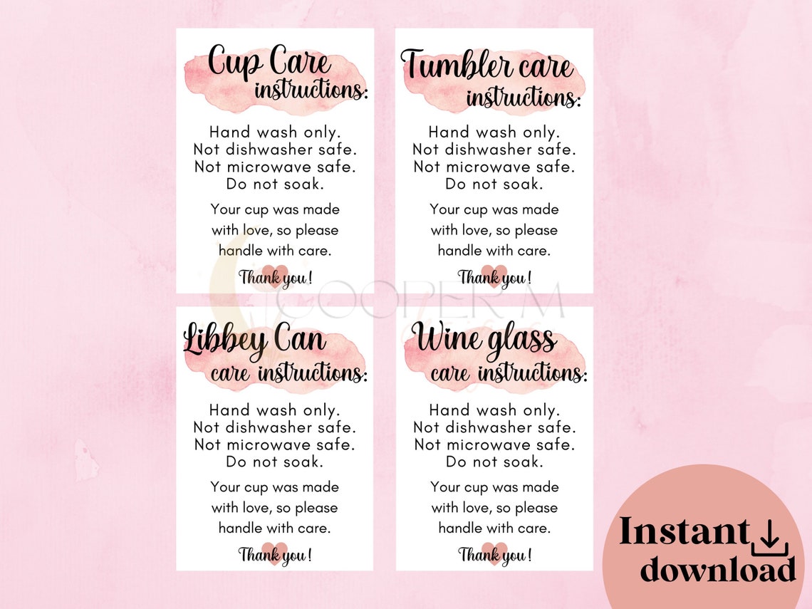 Care Card Bundle Care Card Instructions Washing Care - Etsy