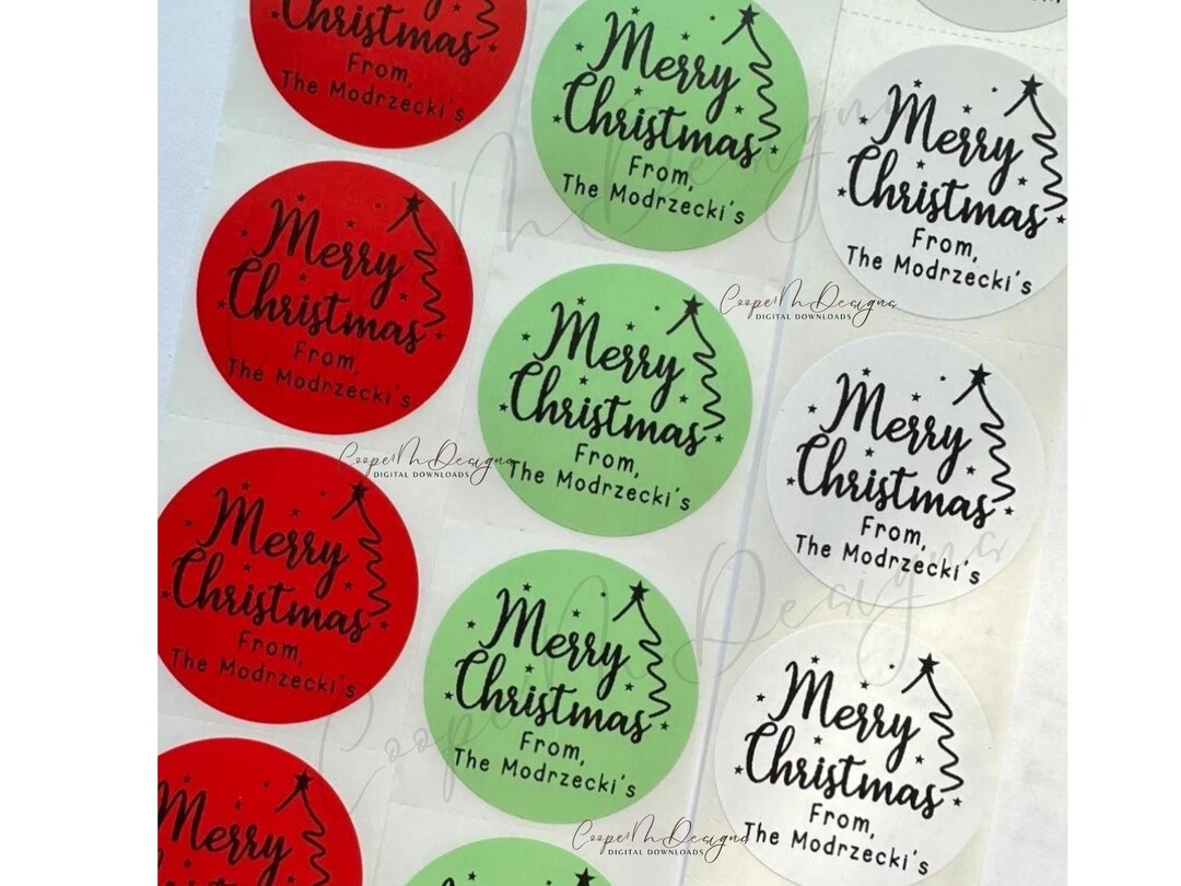 Merry Christmas Gift Tags | Custom Name Labels | Xmas Sticker Labels ...
