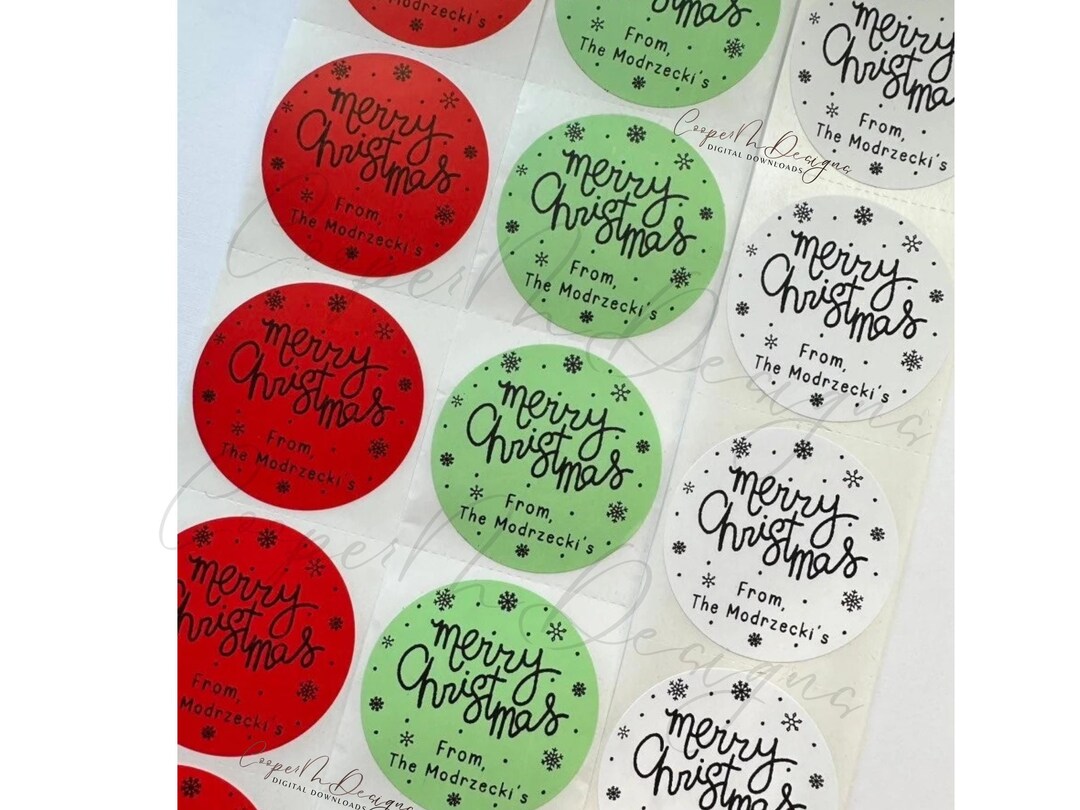 Merry Christmas Gift Tags | Custom Name Labels | Xmas Sticker Labels ...