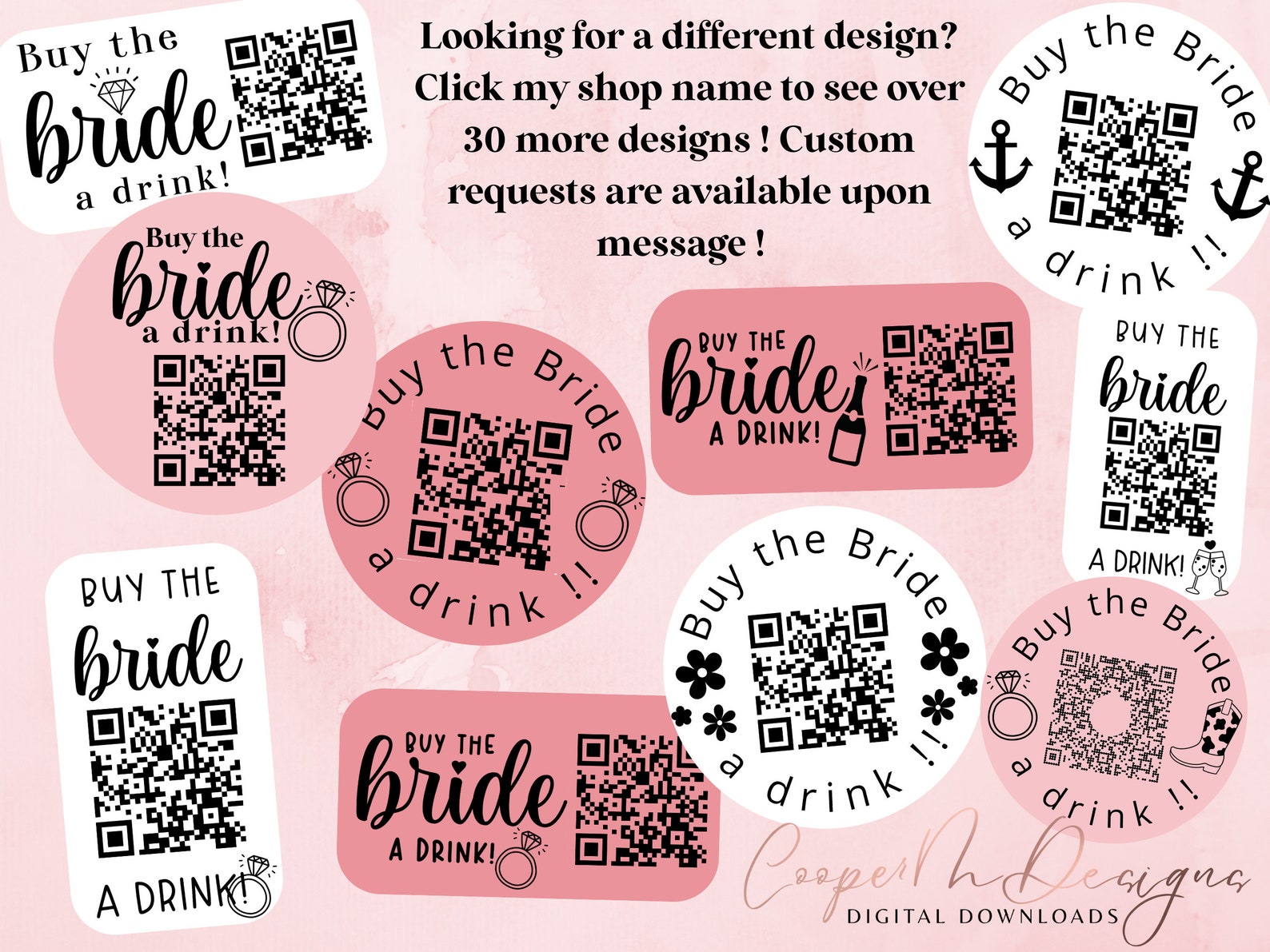 Buy the Bride a Drink Sticker Venmo Sticker Venmo QR - Etsy