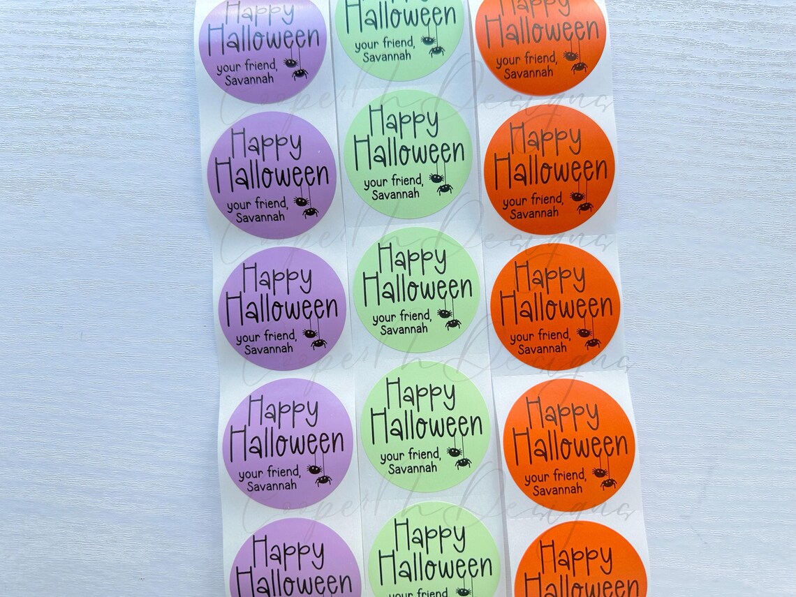 Personalized Halloween Stickers, Custom Halloween Goody Bag Label, Kids ...