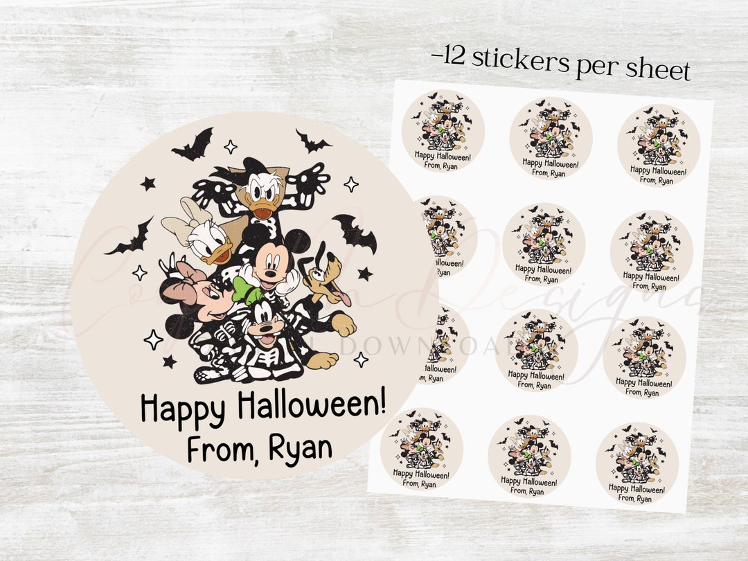 Trick or Treat Bag Stickers Disney Halloween Stickers - Etsy