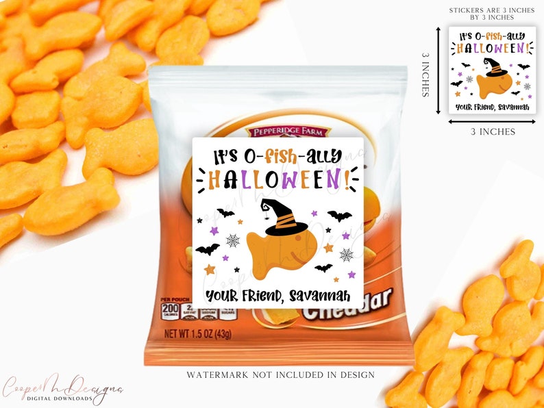 Halloween Goldfish Labels, Halloween School Treat Label, Classroom ...