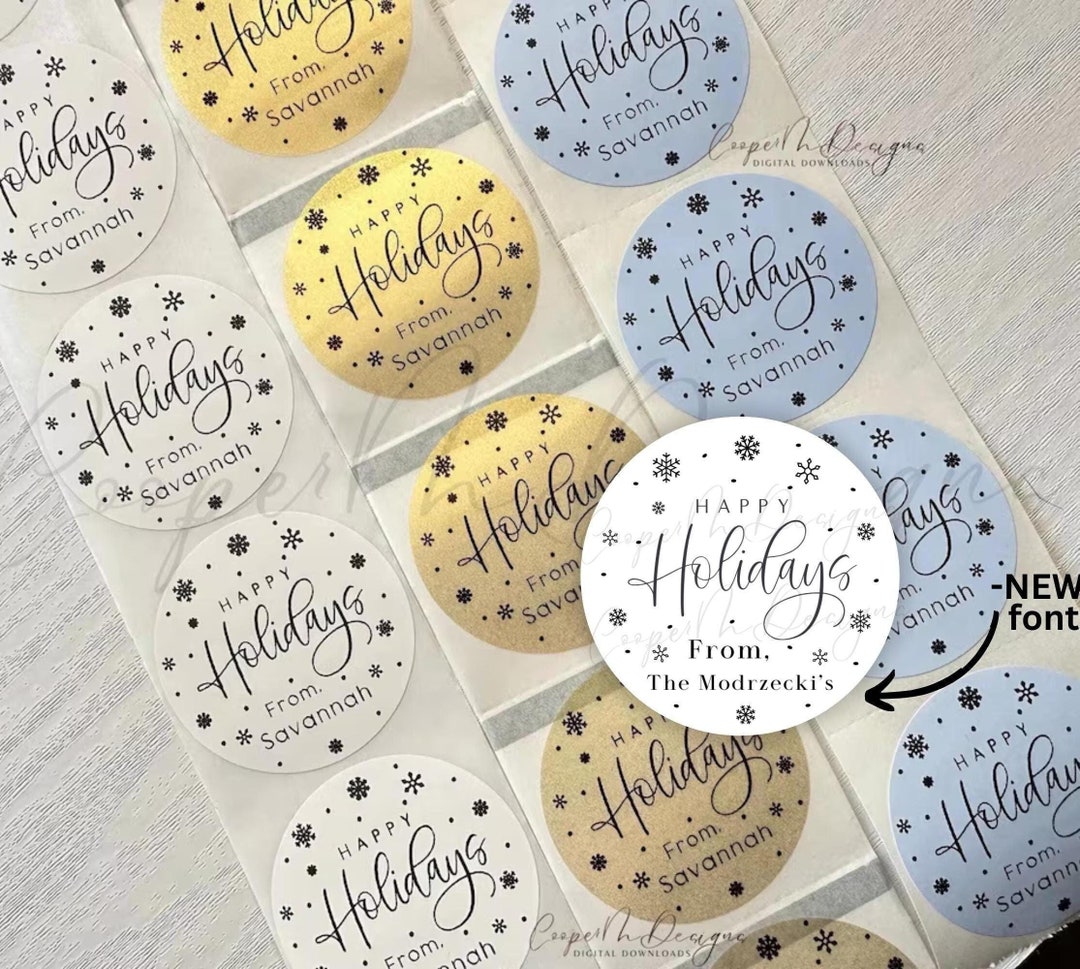 Happy Holiday Stickers | Custom Name Labels | Holiday Sticker Labels ...