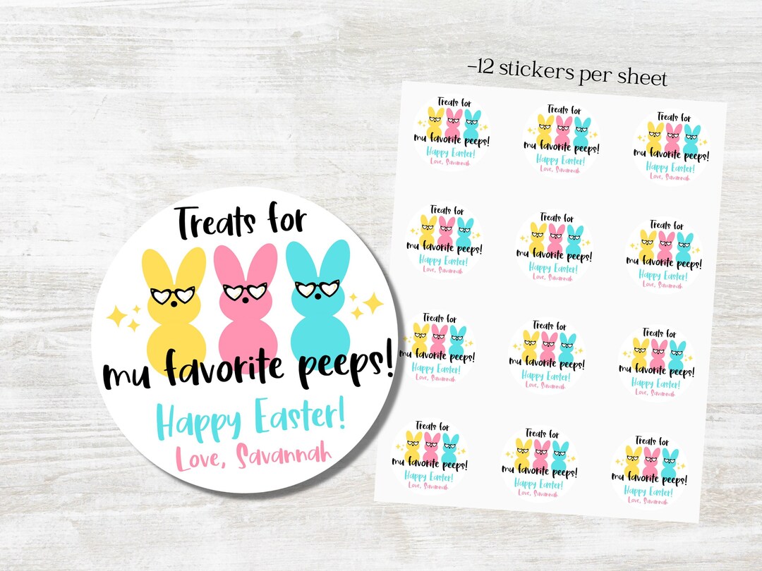Personalized Easter Treat Bag Stickers, Peep Easter Gift Label, Easter ...