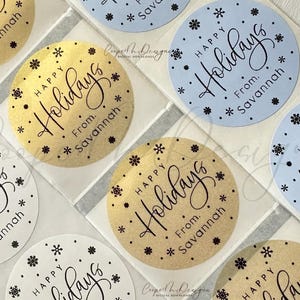 Happy Holiday Stickers | Custom Name Labels | Holiday Sticker Labels ...