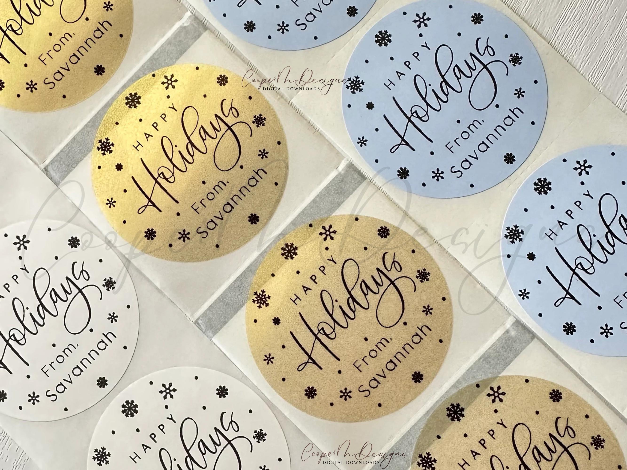 Happy Holiday Stickers | Custom Name Labels | Holiday Sticker Labels ...