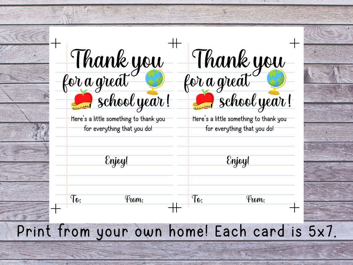 Printable Teacher Thank You Card Gift Card Holder Teacher - Etsy Canada