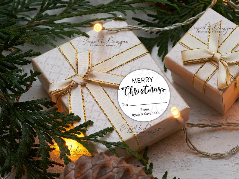 Merry Christmas Gift Tags | Custom Name Labels | Xmas Sticker Labels ...
