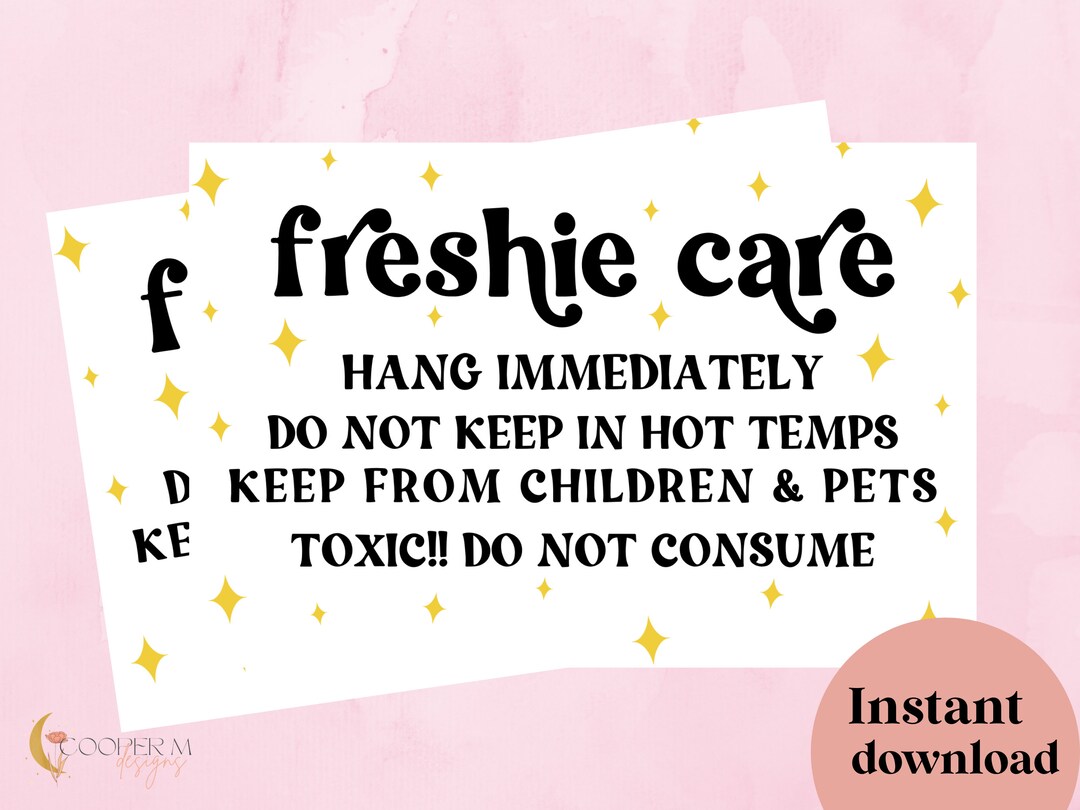 Freshie Care Instructions | Freshie Care Card | Freshie | Small ...