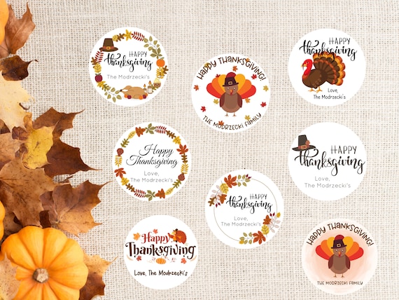 Happy Thanksgiving Stickers Thanksgiving Favor Stickers - Etsy