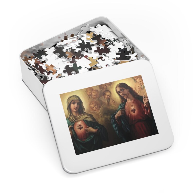 Sacred and Immaculate Hearts Surrounded by Angels Jigsaw Puzzle, 500 ...