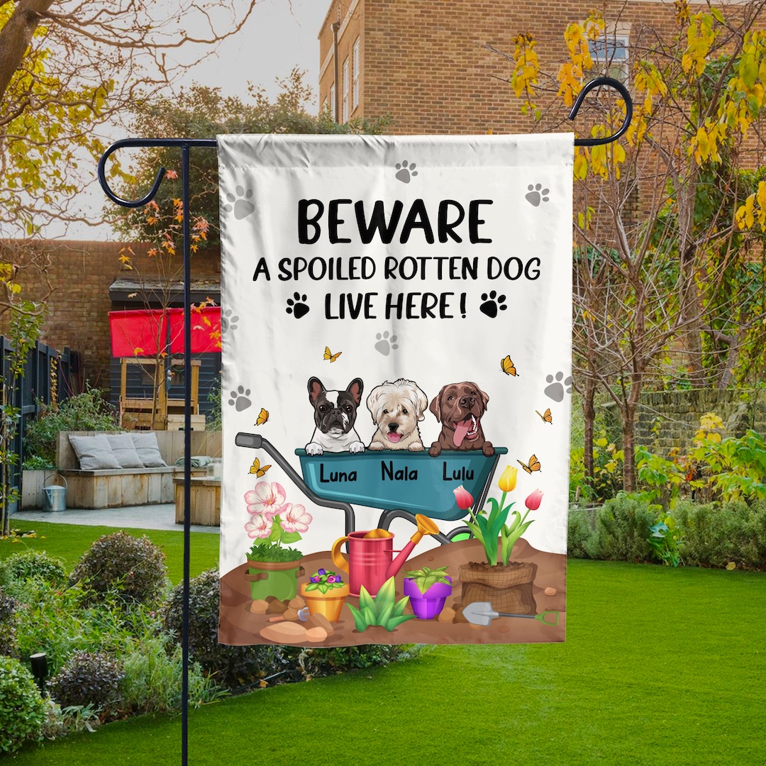 Custom Garden Outdoor Flag With Dog Face, Personalized Yard Decorations ...