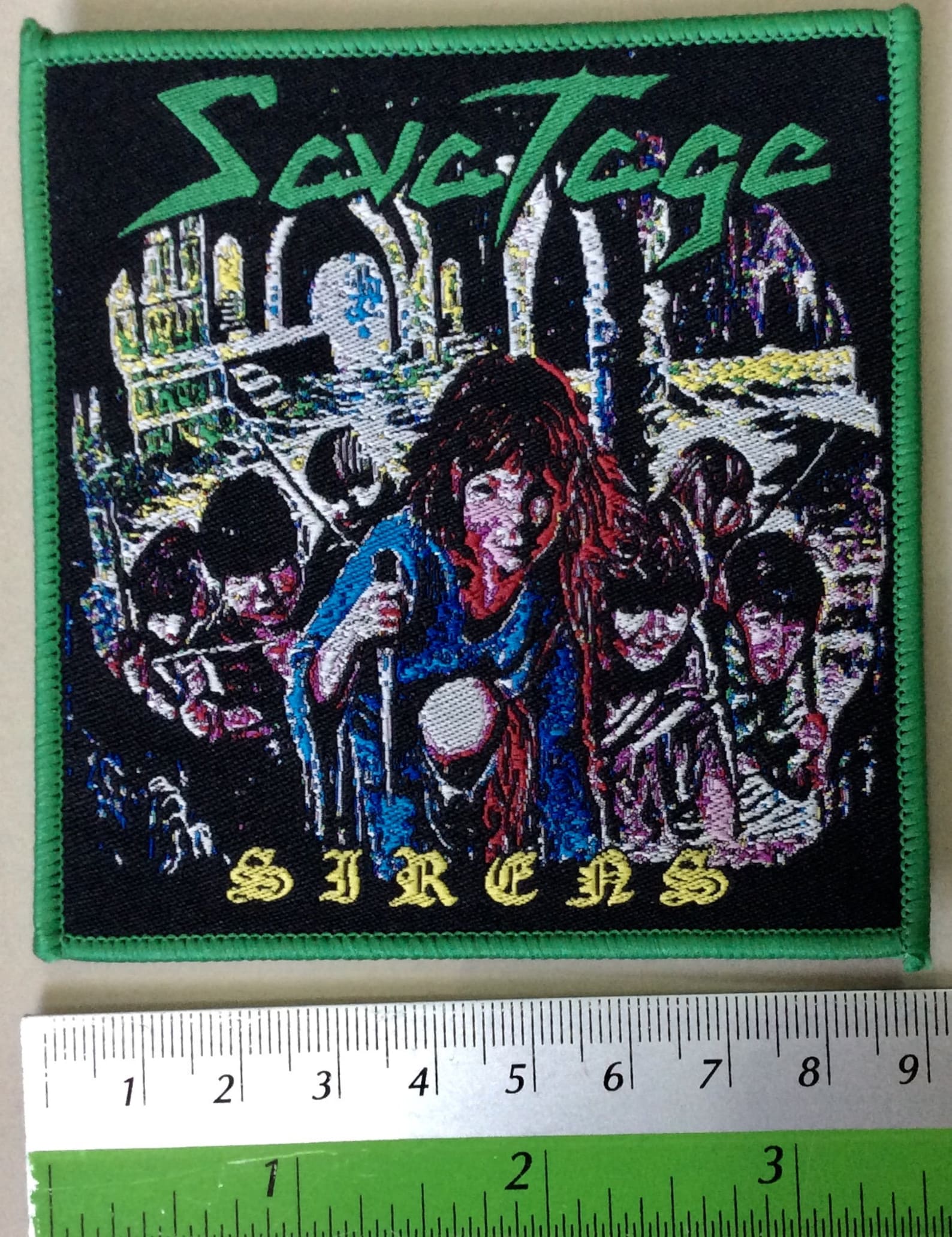 SAVATAGE sirens Woven Patch Green Border Speed Heavy Epic - Etsy