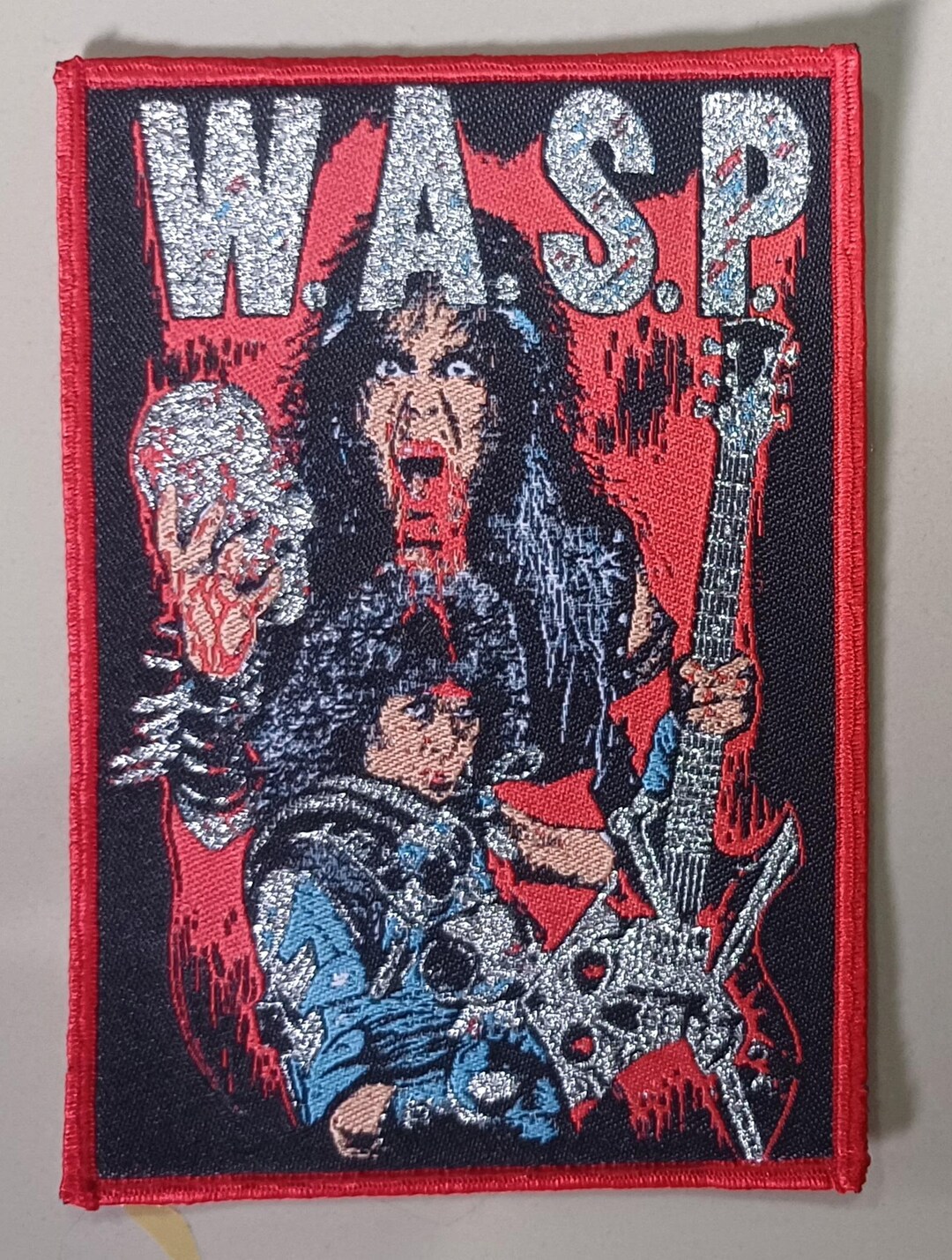 W.A.S.P. "blackie & Steve" Woven Patch Red Border LA Gram Heavy Metal ...