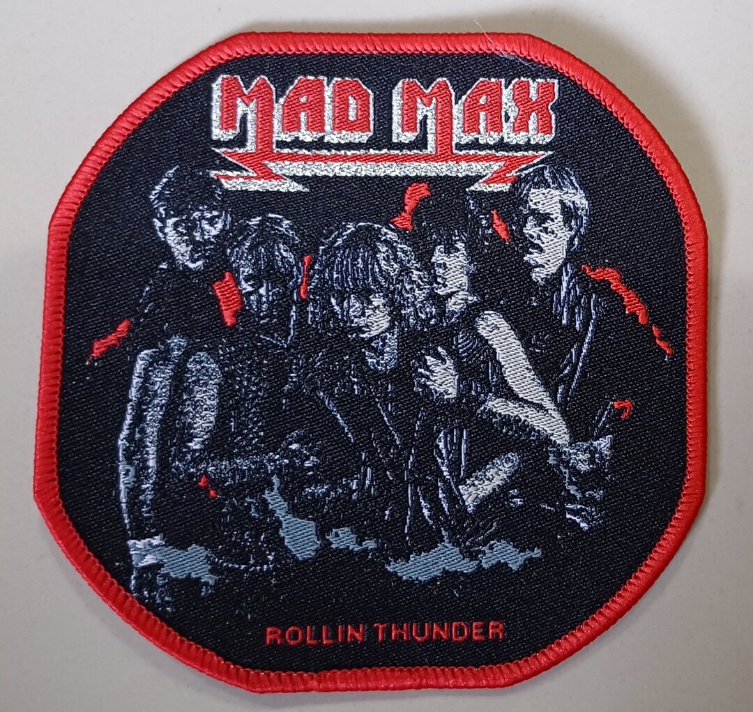 MAD MAX "rollin Thunder" Woven Patch Red Border Speed Heavy Metal ...