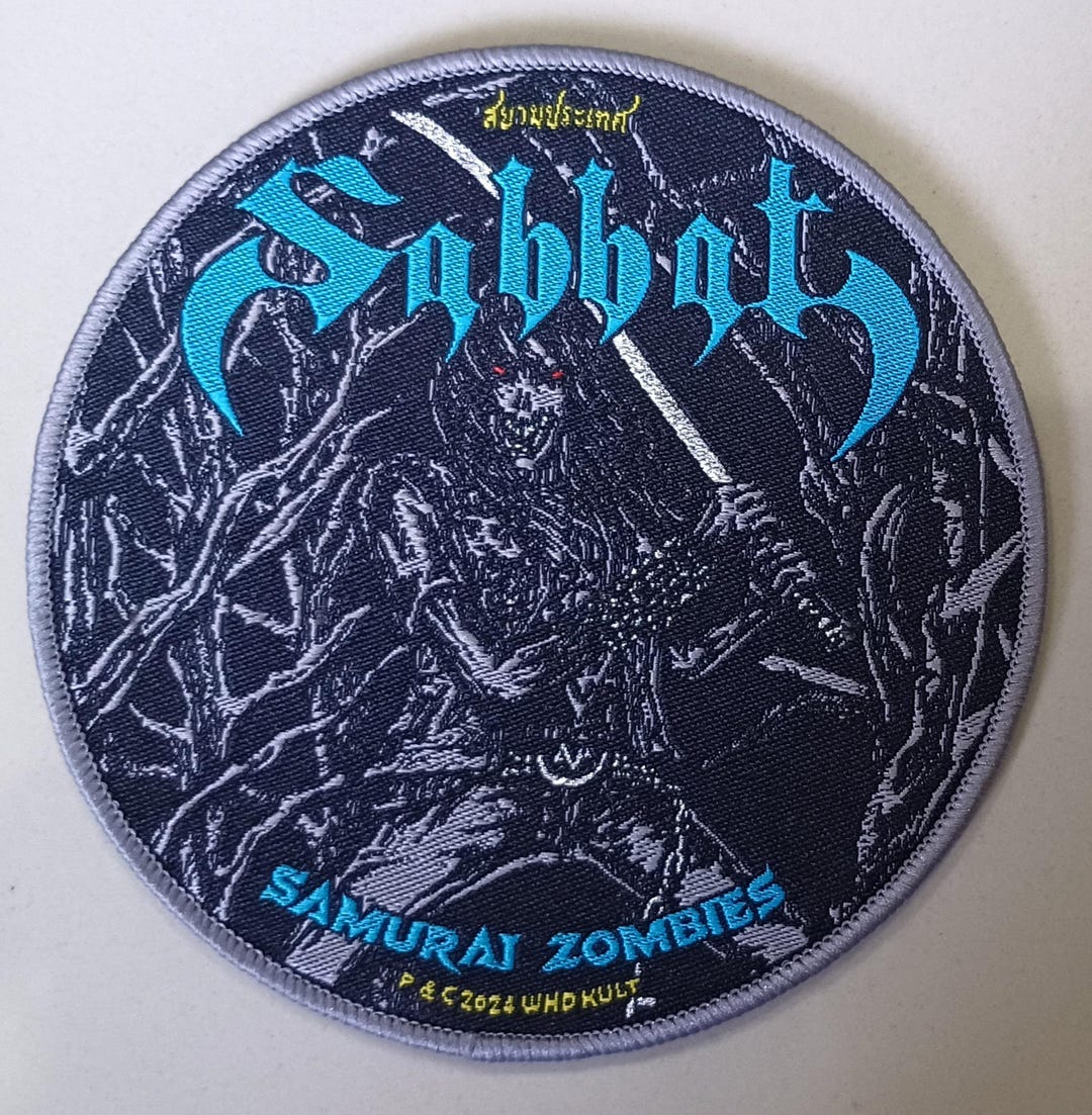 SABBAT "samurai Zombies" Woven Patch Grey Border Japan Black Thrash Metal Rare - Etsy