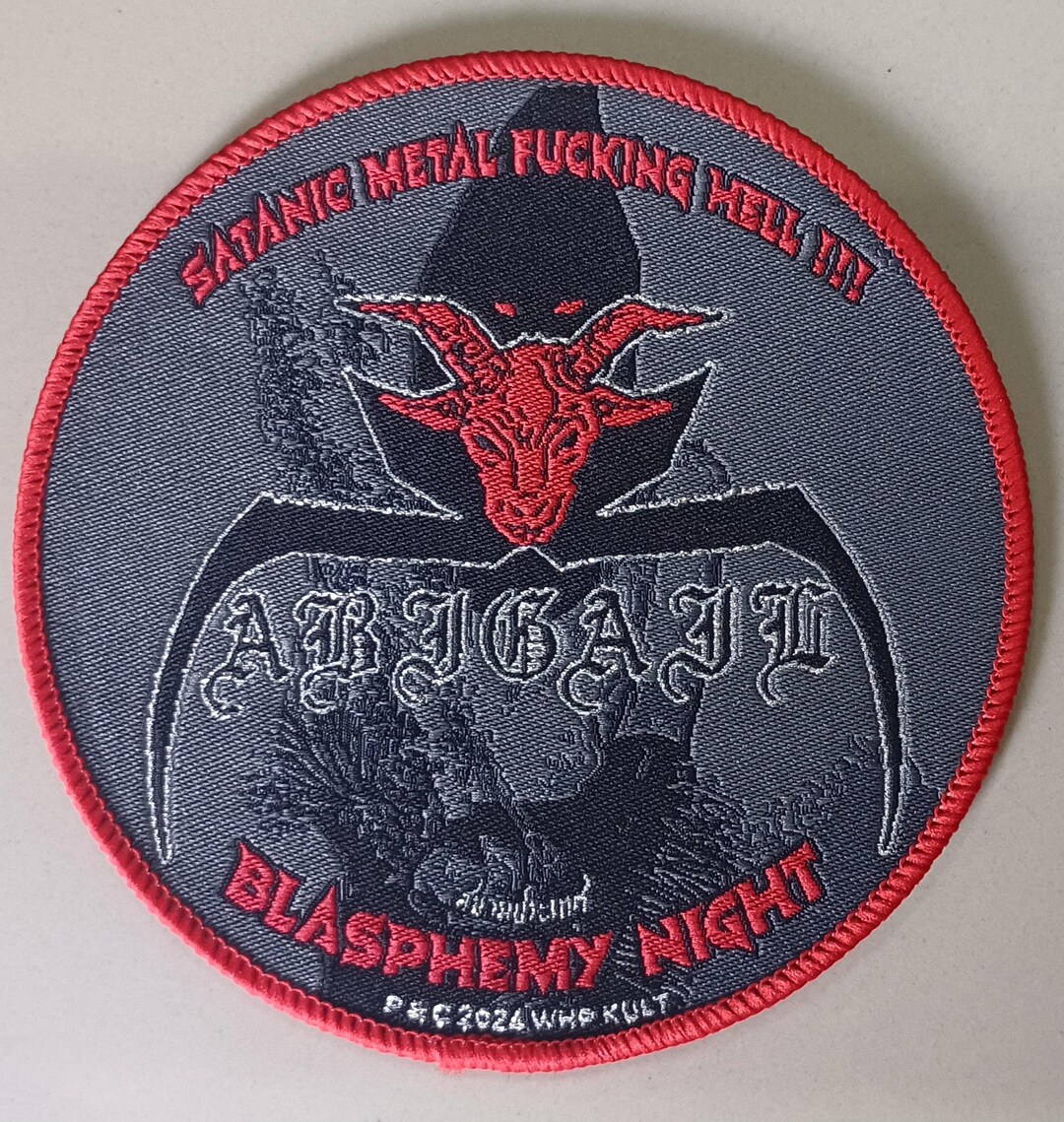 ABIGAIL "blasphemy Night" Woven Patch Red Border Satanic Japan Black ...