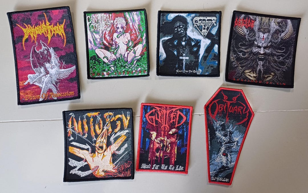 Set of 7 X DEATH METAL Woven Patches Pack Lot Patch Immolation Cannibal ...
