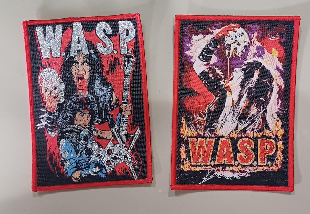 Set of 2 X W.A.S.P. Woven Patches (red Border) LA Gram Heavy Metal Hard ...