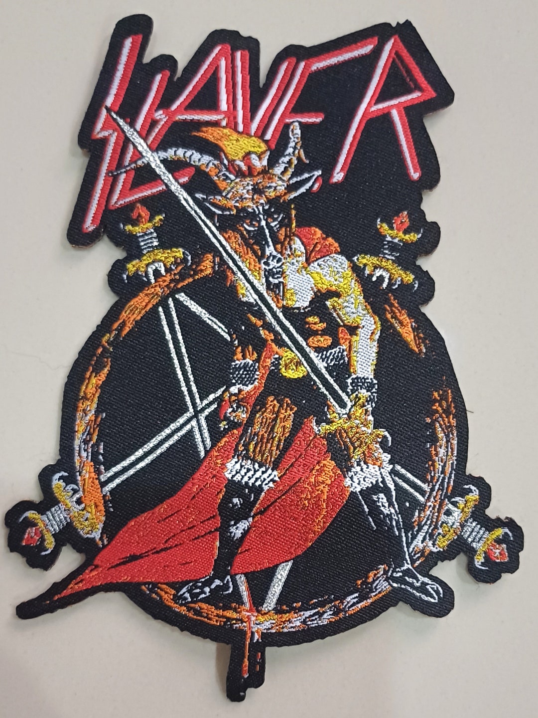 SLAYER show No Mercy Shape Woven Patch Speed Thrash Metal Heavy Punk ...