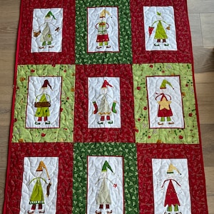 Christmas Quilt, Elf Quilt, Kids Quilt, Christmas Decor. Gift. Tarrif to US Must Be Paid by ...