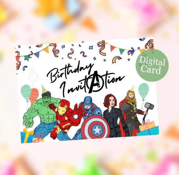 Avengers Birthday Invitation / Digital Card / Marvel / | Etsy