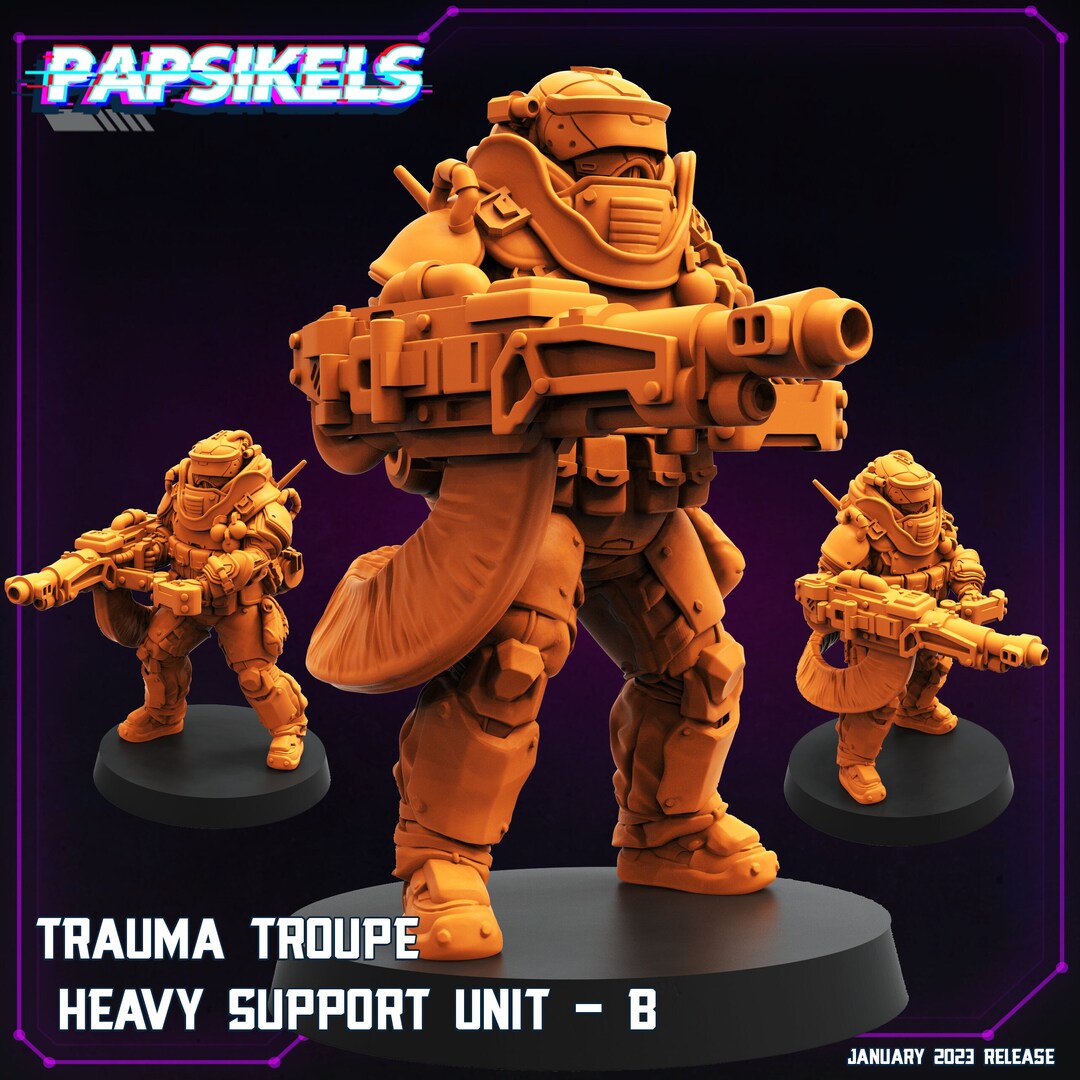 Trauma Troupe Heavy Support Unit B - Cyberpunk Miniature (sculpted by ...