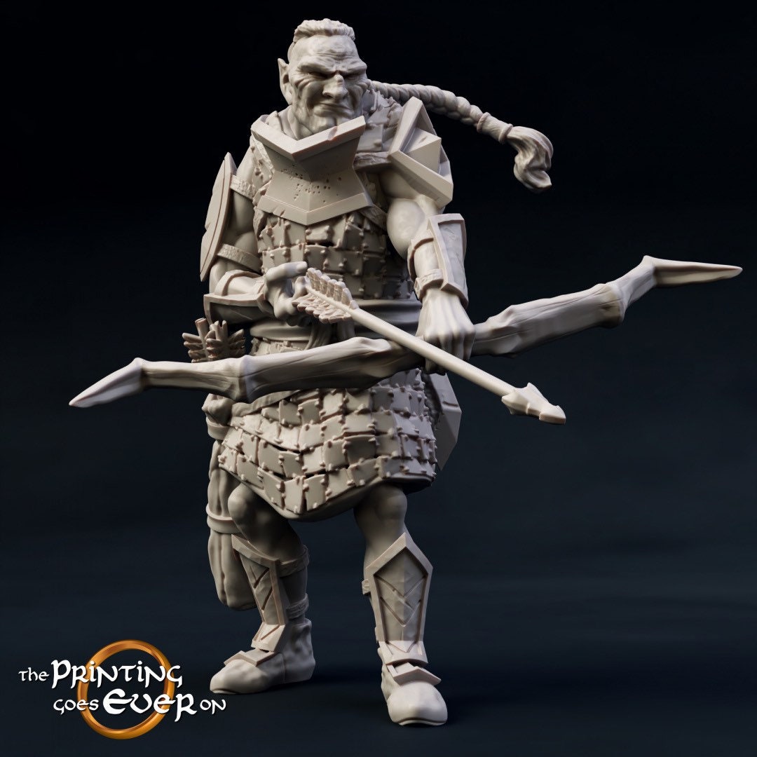 Half-orc Archer sculpted by Printing Goes Ever On - Etsy