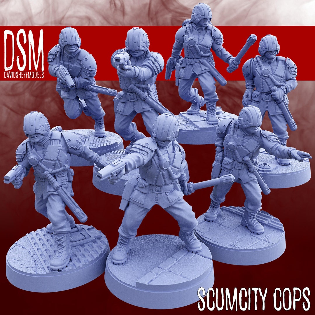 Scum City Cops - Set of 7 (sculpted by David Sheff Models) - Etsy