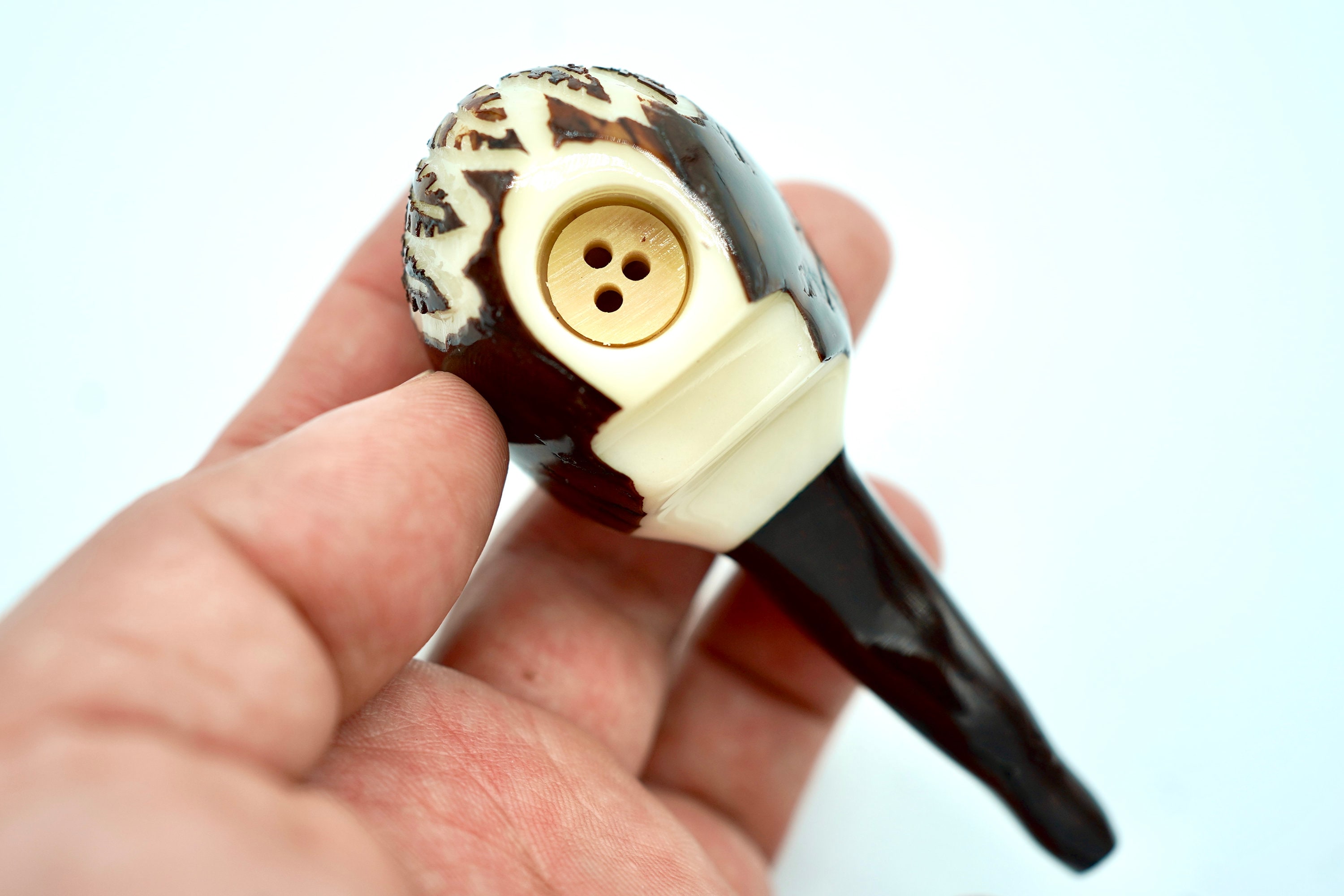 Hemp Leaf Carved Smoking Pipe Tagua Pipe Art Smoking Pipe Handmade ...