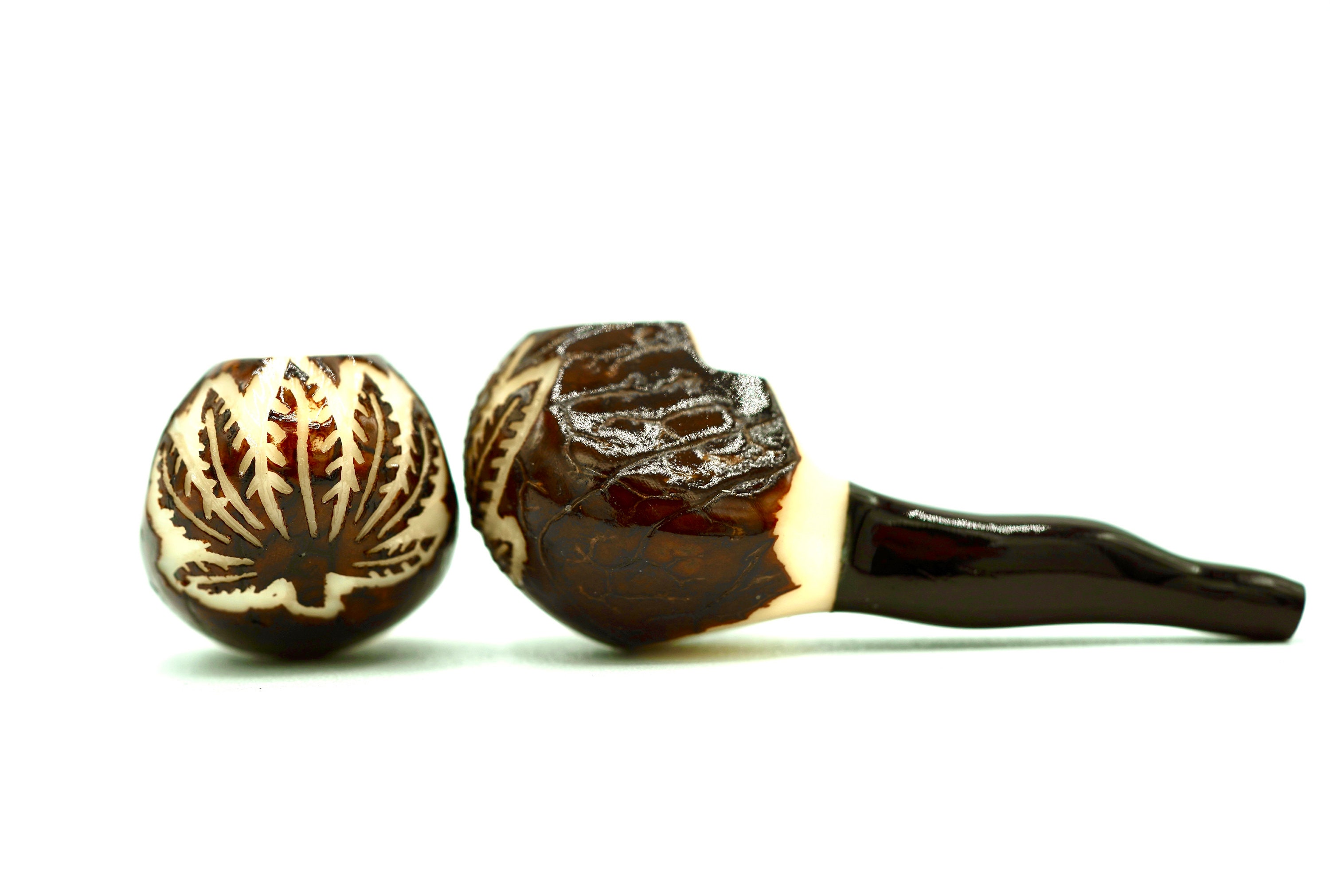Hemp Leaf Carved Smoking Pipe Tagua Pipe Art Smoking Pipe Handmade ...