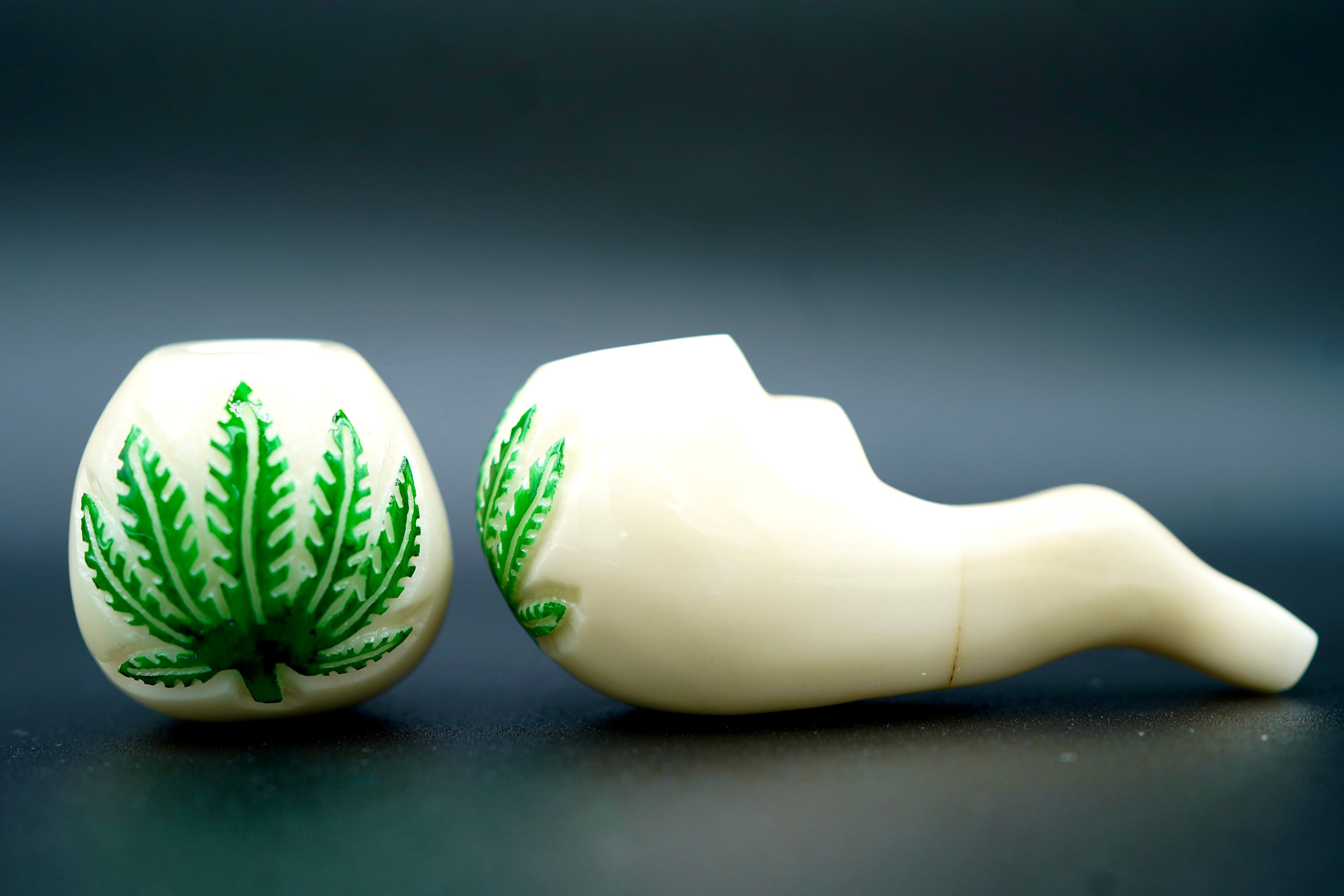 Hemp Leaf Carved Smoking Pipe Tagua Pipe Art Smoking Pipe Handmade ...